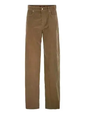 Max Mara Stretch Corduroy Straight-leg Trousers - Brown