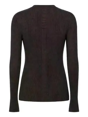 Rick Owens Ribbed Long-sleeve Crewneck Sweater - Brown