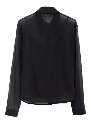 Gucci Silk-chiffon Point Collar Shirt - Black