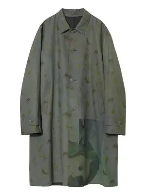 Undercover Floral-print Graphic Patch Coat - Grey