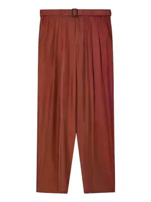 Emporio Armani Belted Pleat Trousers - Red