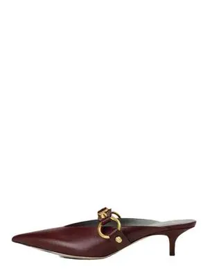 Balenciaga City Buckle-strap Embellished Leather Heeled Mules - Red