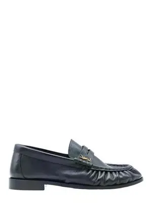 Saint Laurent Le Loafer Ruched Loafers - Black