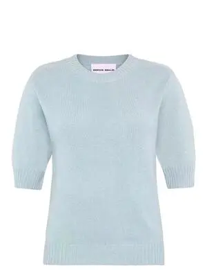 EMERSON RENALDI Ribbed Trim Short Sleeve Sweater - Blue