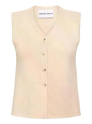 EMERSON RENALDI Button-up V-neck Vest - Neutrals