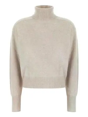 VANISÈ Vanisé Roll Neck Ribbed Trim Sweater - Neutrals
