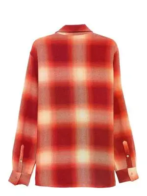 GOD'S TRUE CASHMERE Shadow Plaid Cashmere Shirt - Red