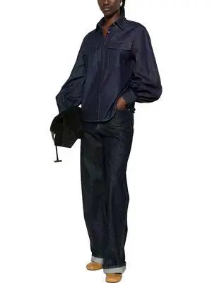 7 For All Mankind Balloon Sleeve Denim Shirt - Blue