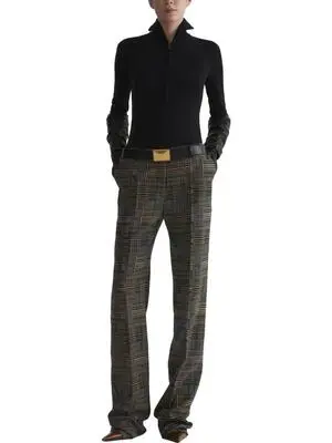 MUGLER Mock Collar Jersey Quarter Zip Long Sleeve Top - Grey