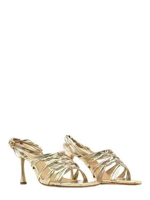 ANDREA CARRANO Metallic Leather Strappy Sandals - Neutrals