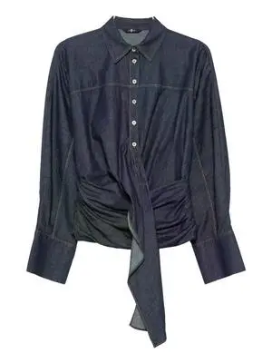 7 For All Mankind Tie-waist Long-sleeve Shirt - Blue