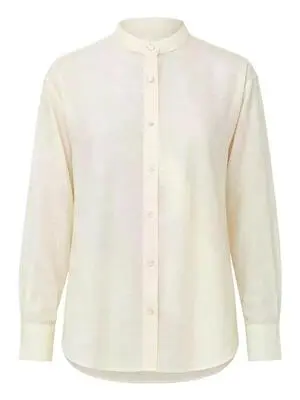 120% Lino Slub Texture Mandarin Collar Shirt - Neutrals