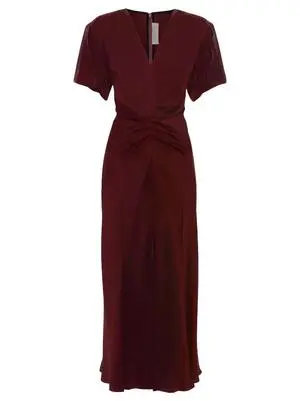 Victoria Beckham Eve Twist-detail Midi Dress - Red