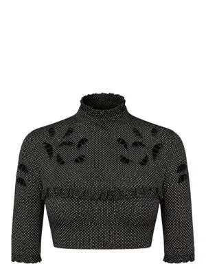 Dsquared2 Polka-dot Cut-out High Neck Top - Black