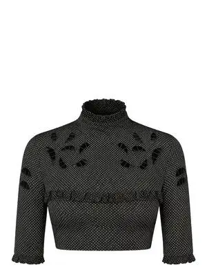 Dsquared2 Polka-dot Cut-out High Neck Top - Black