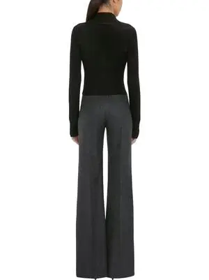 Victoria Beckham Georgia Ribbed Knit High Neck Sweater - Black