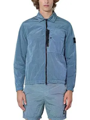 Stone Island Logo Patch Zip-up Jacket - Blue