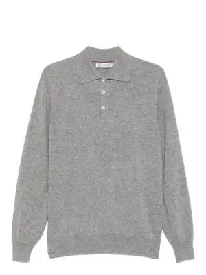 Brunello Cucinelli Long-sleeve Polo Shirt Grey