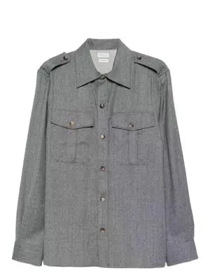 Brunello Cucinelli Epaulette-detail Chest-pocket Shirt - Grey