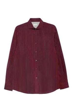 Brunello Cucinelli Pinstripe-pattern Long-sleeve Shirt - Red