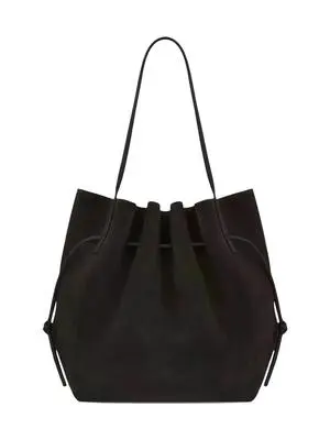 Yuzefi Scallop Draped Suede Shoulder Bag - Brown