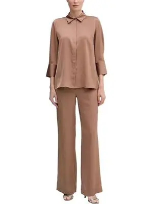 JOOP! Philine Wide Leg Satin Trousers - Brown