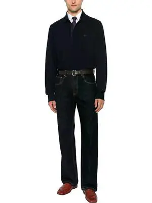 Etro Logo-embroidered Long-sleeve Polo Shirt - Blue
