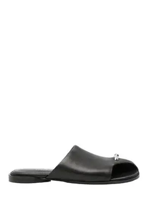 ADRIANNA FERETTI Leather Open-toe Mules - Black