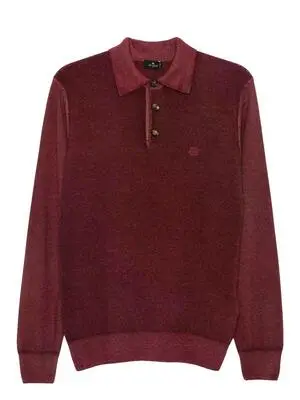 Etro Embroidered Logo Polo Sweater - Red