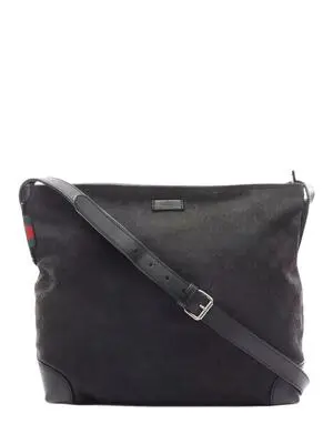Gucci Gg Canvas Crossbody Bag With Web Stripe Detail - Black