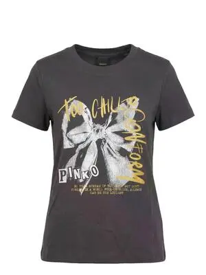 Pinko Bow Print Logo T-shirt - Grey