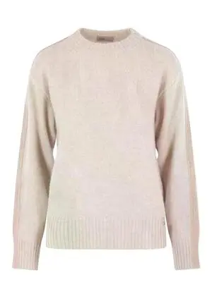 Herno Bouclé-band Ribbed-trim Wool Sweater - Neutrals