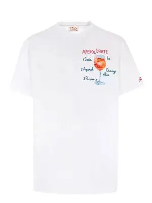 MC2 SAINT BARTH Portofino Cocktail-embroidered T-shirt - White