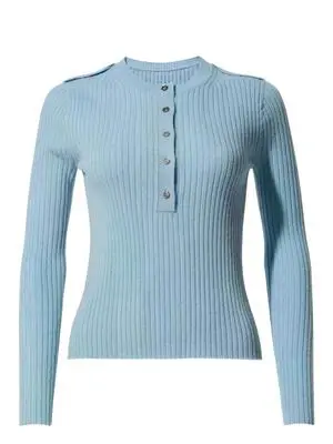 PERFECT MOMENT Perfect Moment Ribbed Wool & Cashmere Blend Henley Top