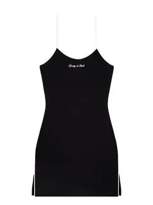 SPORTY & RICH Logo-print Contrast-trim Dress - Black