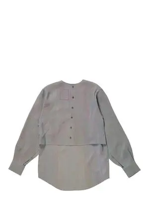 UMA WANG Striped Round Neck Long Sleeve Top - Grey