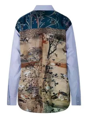 PIERRE-LOUIS MASCIA Graphic Print Panelled Shirt - Blue