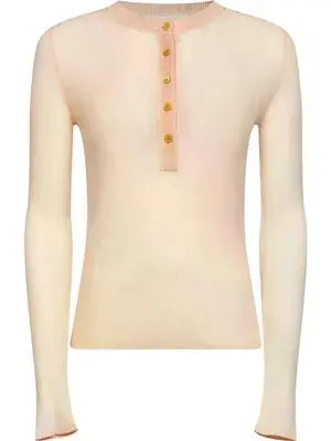 Chloé Ribbed Knit Long Sleeve Top - Orange