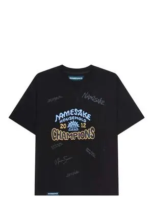 NAMESAKE Crew Neck Graphic Print T-shirt - Black