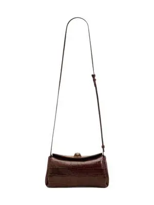 AMI Paris Mini Crocodile-embossed Leather Carrousel Bag - Brown