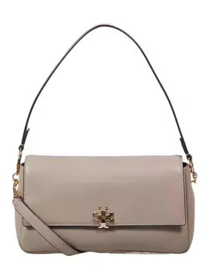 Tory Burch Small Charlie Shoulder Bag With Logo Plaque - Neutrals