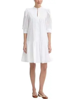 JOOP! Dido Mini Dress With Pleated Detailing And Lace Trim - White