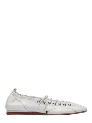 Bernardo Lace-up Ballet Flats - White