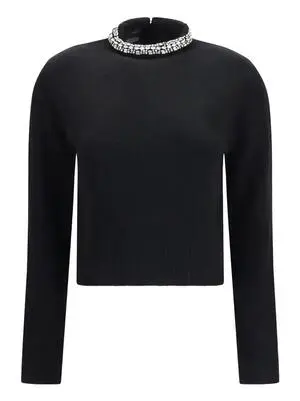 Pinko Berlino Crystal-embellished High Neck Sweater - Black