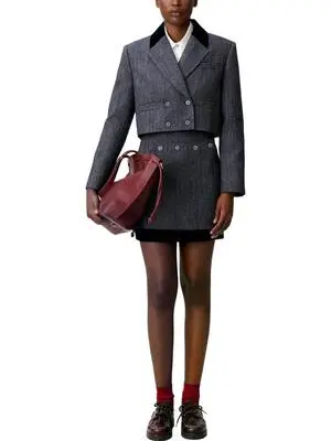 Claudie Pierlot Cropped Herringbone Blazer - Grey