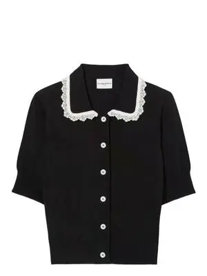Claudie Pierlot Lace-trimmed Cardigan - Black