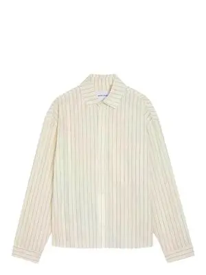 MKI MIYUKI ZOKU Vertical-stripe Chest-pocket Shirt - Neutrals