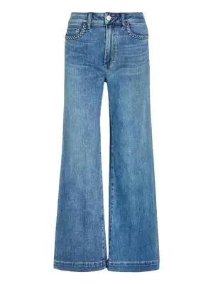 Paige Vanessa Braided-trim Wide-leg Jeans - Blue