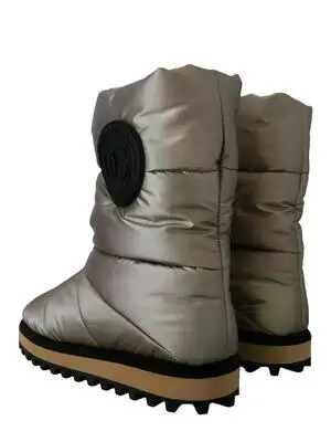 Dolce & Gabbana Quilted Logo-patch Ankle Boots - Grey