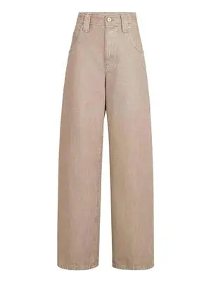 Brunello Cucinelli Brunello Cucinelli Lamé-Denim Baggy Trousers With Monili Neutrals
